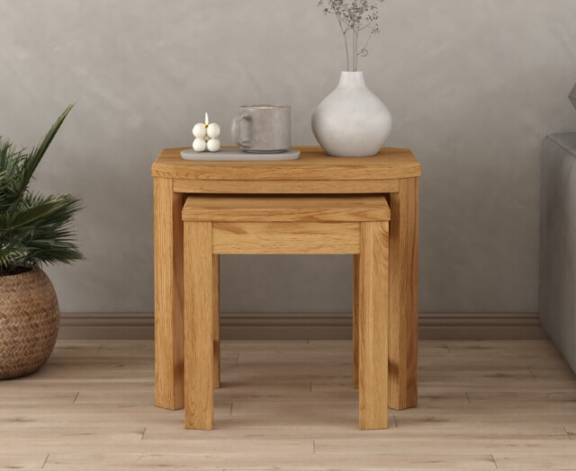 Somerton Curved Solid Oak Nest of Tables by Oak Furniture Superstore ...
