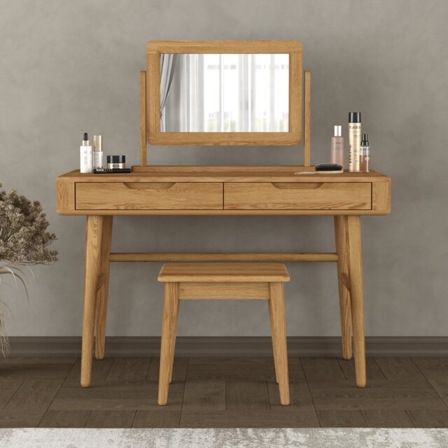 Rosa Solid Oak Dressing Table Set by Oak Furniture Superstore ...
