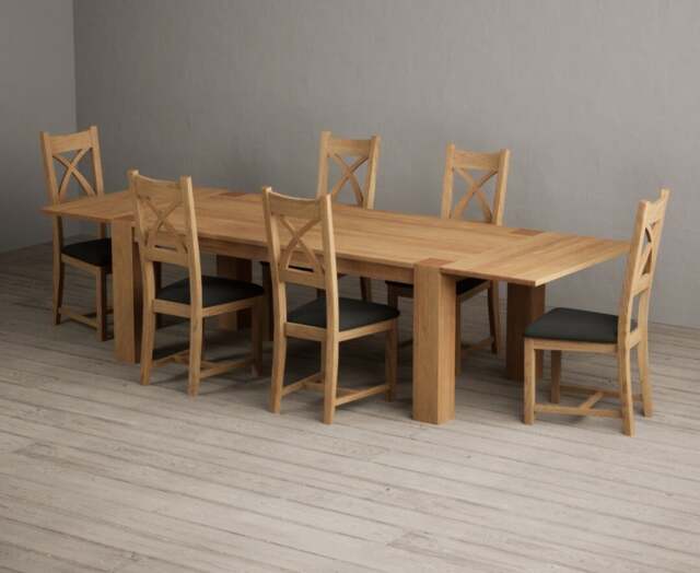 Sheringham 200cm Solid Oak Dining Table with Sheringham Oak Extensions ...