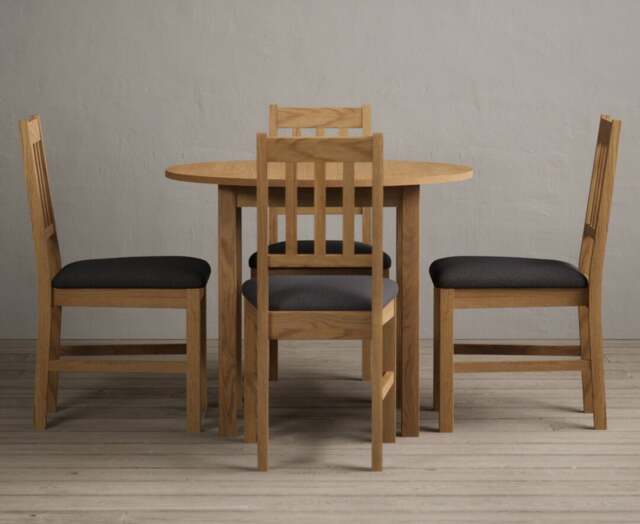 Extending York 90cm Solid Oak Dining Table with 2 Blue York Chairs by ...
