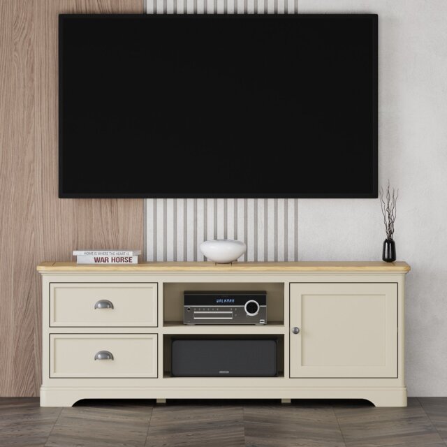 Madley Oak and Cream Painted Super Wide TV Cabinet by Oak Furniture ...