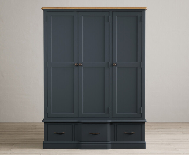 Delphine Oak and Blue Painted Triple Wardrobe by Oak Furniture ...