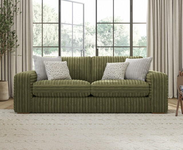 Milan Fern Green Fabric 3 Seater Sofa by Oak Furniture Superstore ...