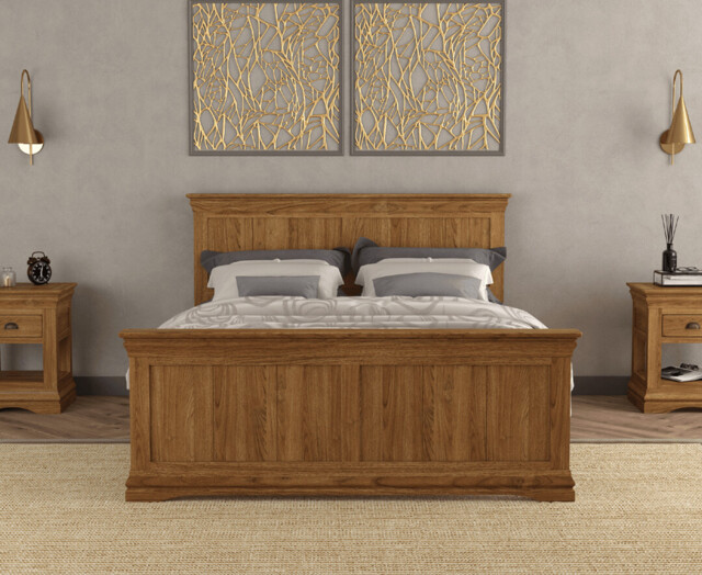 Burford Rustic Solid Oak King Size Bed by Oak Furniture Superstore | ufurnish.com