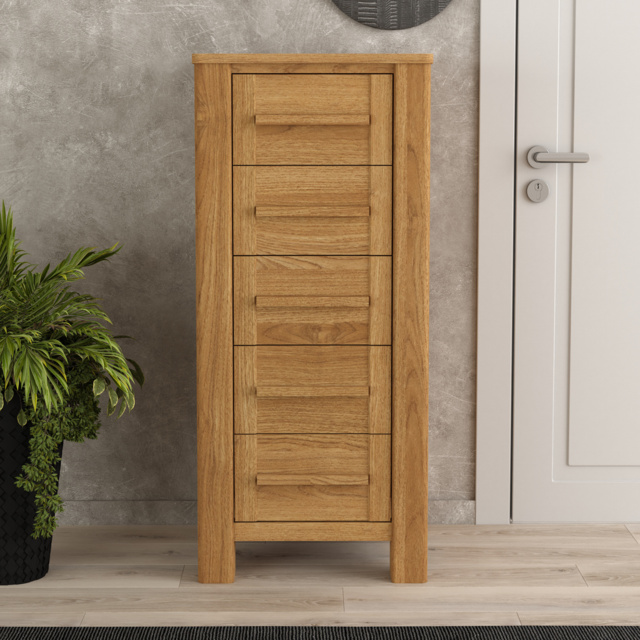 Eclipse Solid Oak 5 Drawer Tallboy by Oak Furniture Superstore ...