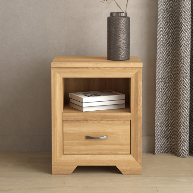 Tilt Solid Oak 1 Drawer Bedside Table by Oak Furniture Superstore ...