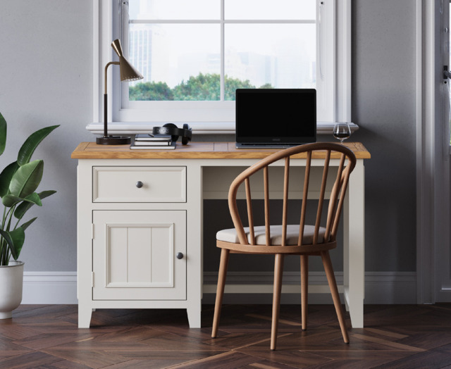 Weymouth Oak and Soft White Painted Computer Desk by Oak Furniture ...