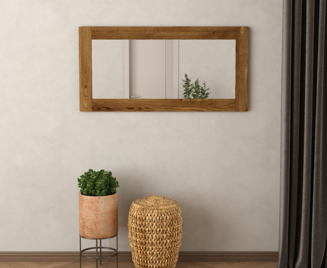 Harrogate Rustic Solid Oak Wall Mirror by Oak Furniture Superstore | ufurnish.com