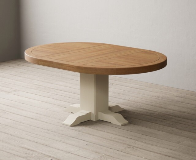 Extending Helmsley Oak and Cream Painted Pedestal Dining Table by Oak ...
