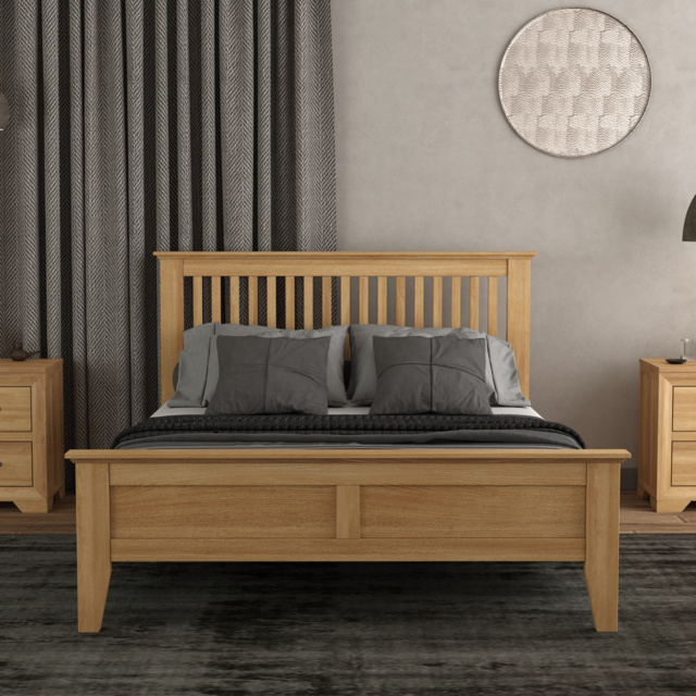 Tilt Solid Oak Double Bed by Oak Furniture Superstore | ufurnish.com