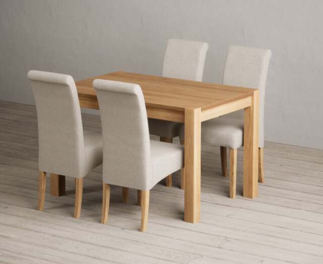 Thetford 120cm Oak Dining Table with 4 Natural Scroll Back Chairs by ...