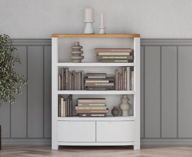 Bradwell Oak and Signal White Painted Small Bookcase by Oak Furniture ...