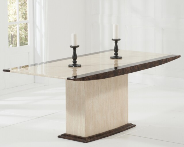 Assisi 180cm Cream Pedestal Marble Dining Table by Oak Furniture ...