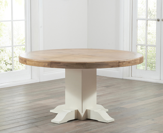 Helmsley 150cm Oak and Cream Painted Pedestal Dining Table by Oak ...