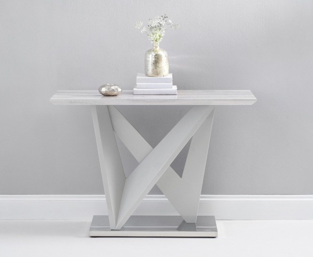 Marcella Light Grey Marble Effect High Gloss Console Table by Oak ...