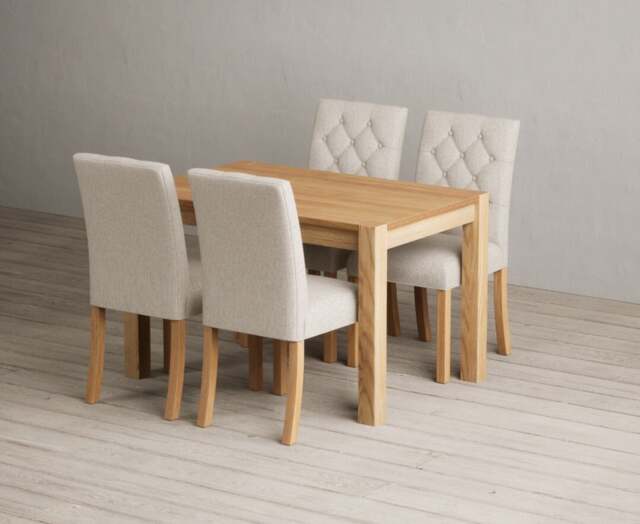 Thetford 120cm Solid Oak Dining Table with 4 Grey Isabella Chairs by ...