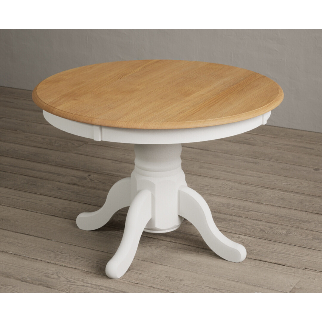 Extending Hertford 100cm - 130cm Oak and Signal White Painted Pedestal ...