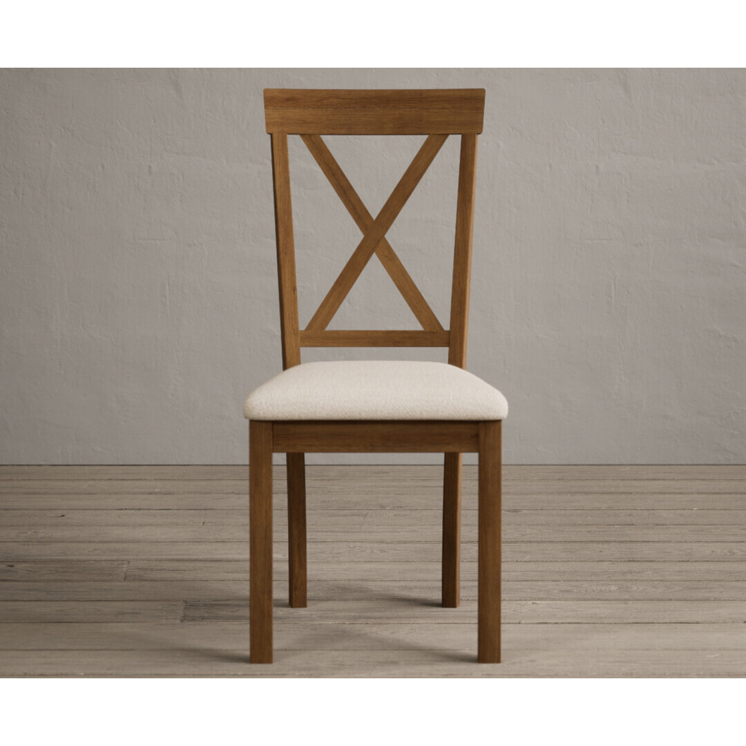 Hertford Rustic Oak Dining Chairs with Linen Seat Pad by Oak Furniture ...