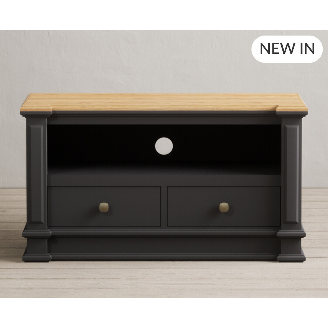 Lawson Oak and Charcoal Grey Painted Small TV Cabinet by Oak Furniture ...
