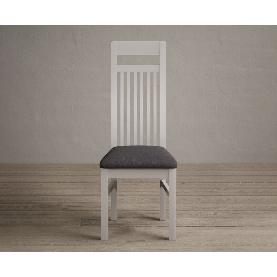 Monroe Soft White Painted Dining Chairs with Charcoal Grey Fabric Pad ...