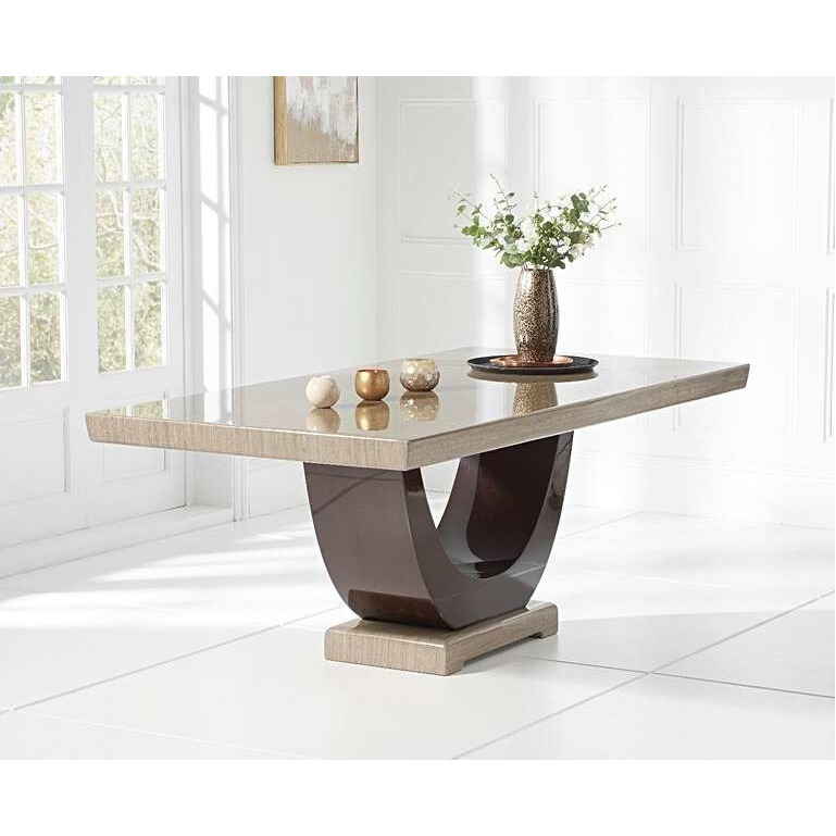 Novara 170cm Brown Pedestal Marble Dining Table by Oak Furniture ...