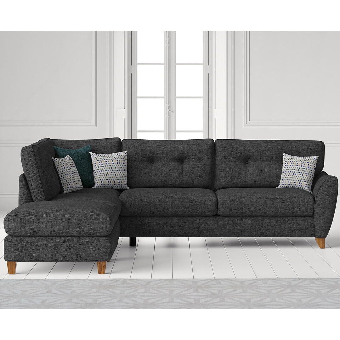 Florin Charcoal Grey Fabric Left Hand Facing Corner Chaise Sofa by Oak ...