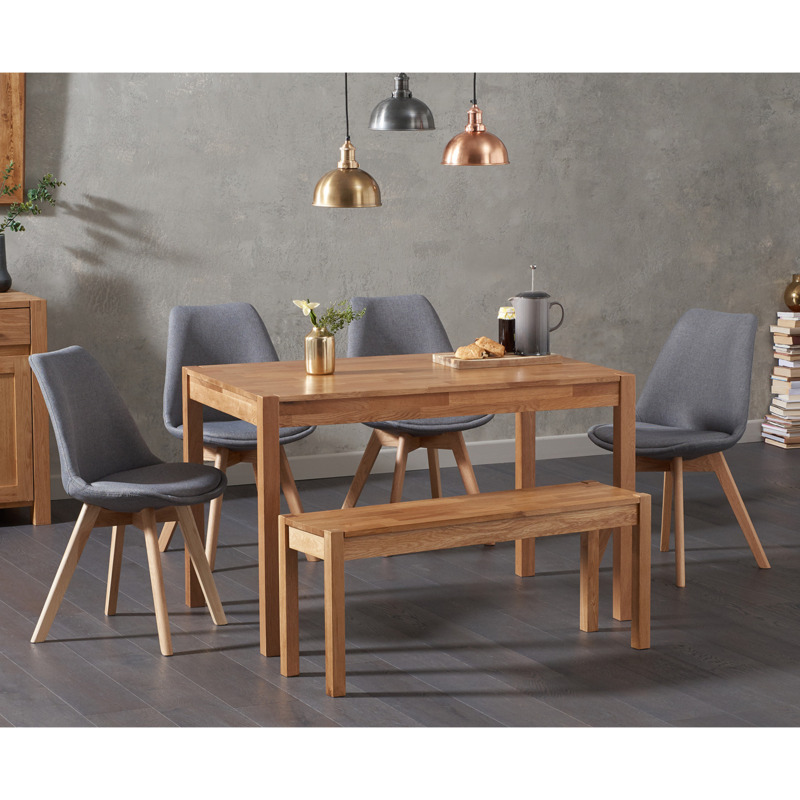 Oxford 120cm Solid Oak Dining Table with Orson Fabric Chairs and Oxford ...