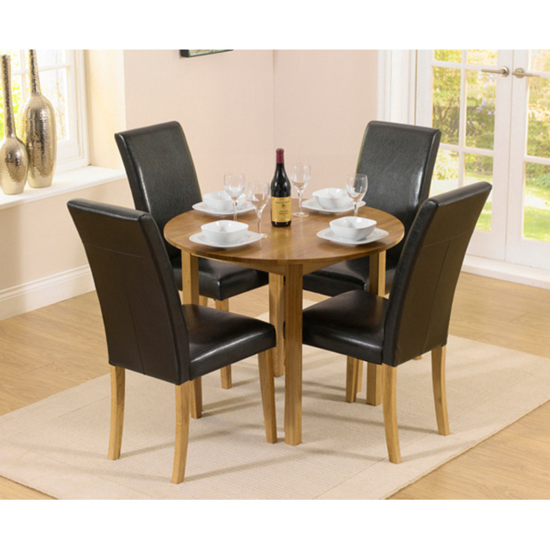 Oxford 120cm Solid Oak Dining Set with 4 Olivia Brown Chairs by Oak ...