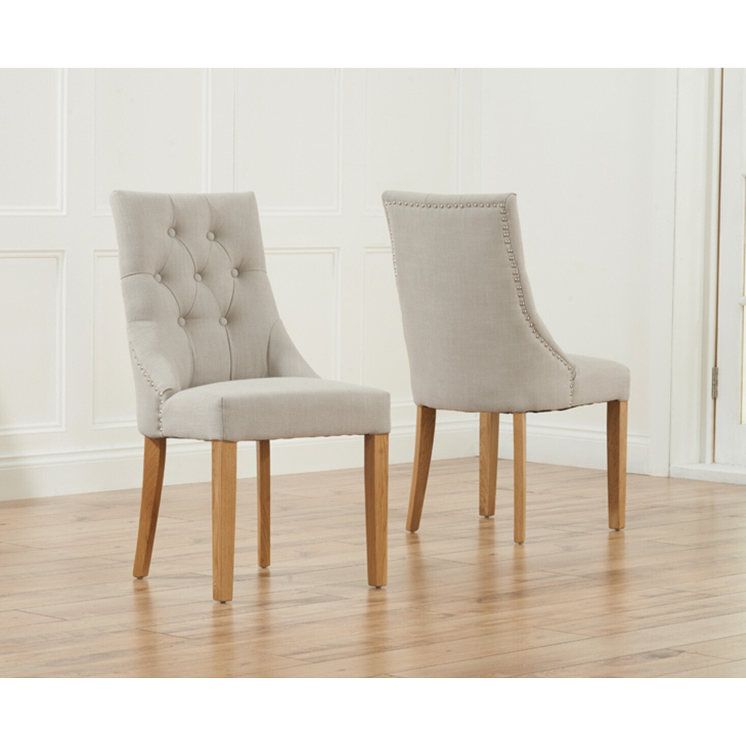 Beatrix Natural Fabric Oak Leg Dining Chairs by Oak Furniture ...