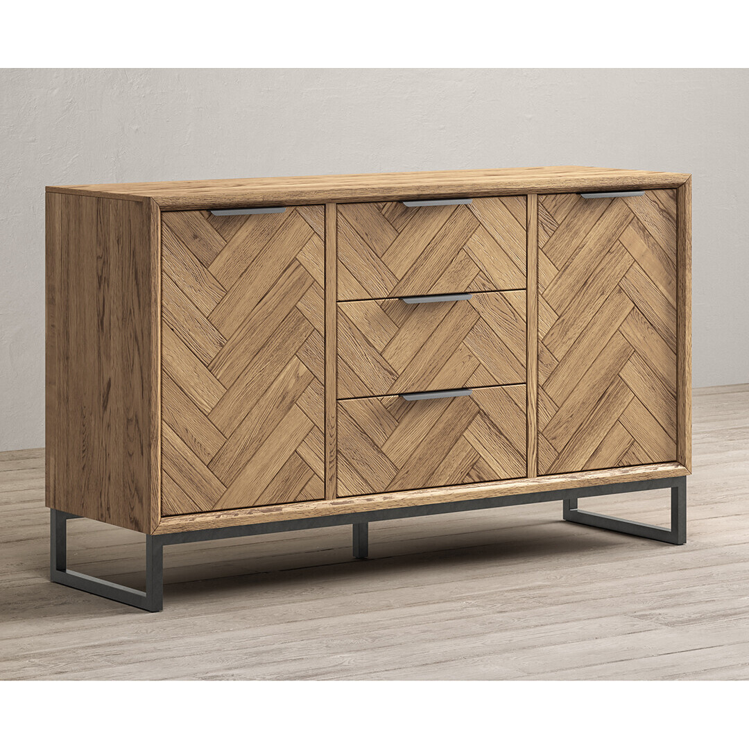 Herringbone Solid Oak Large Sideboard by Oak Furniture Superstore | ufurnish.com