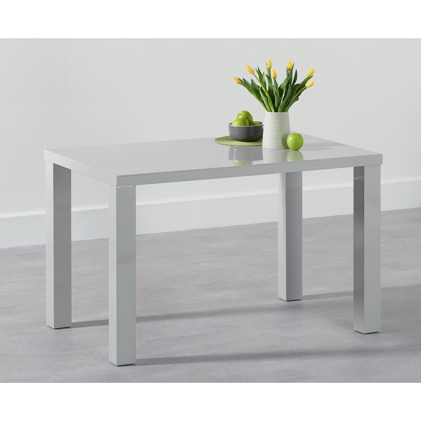 Atlanta 120cm Light Grey High Gloss Dining Table by Oak Furniture ...