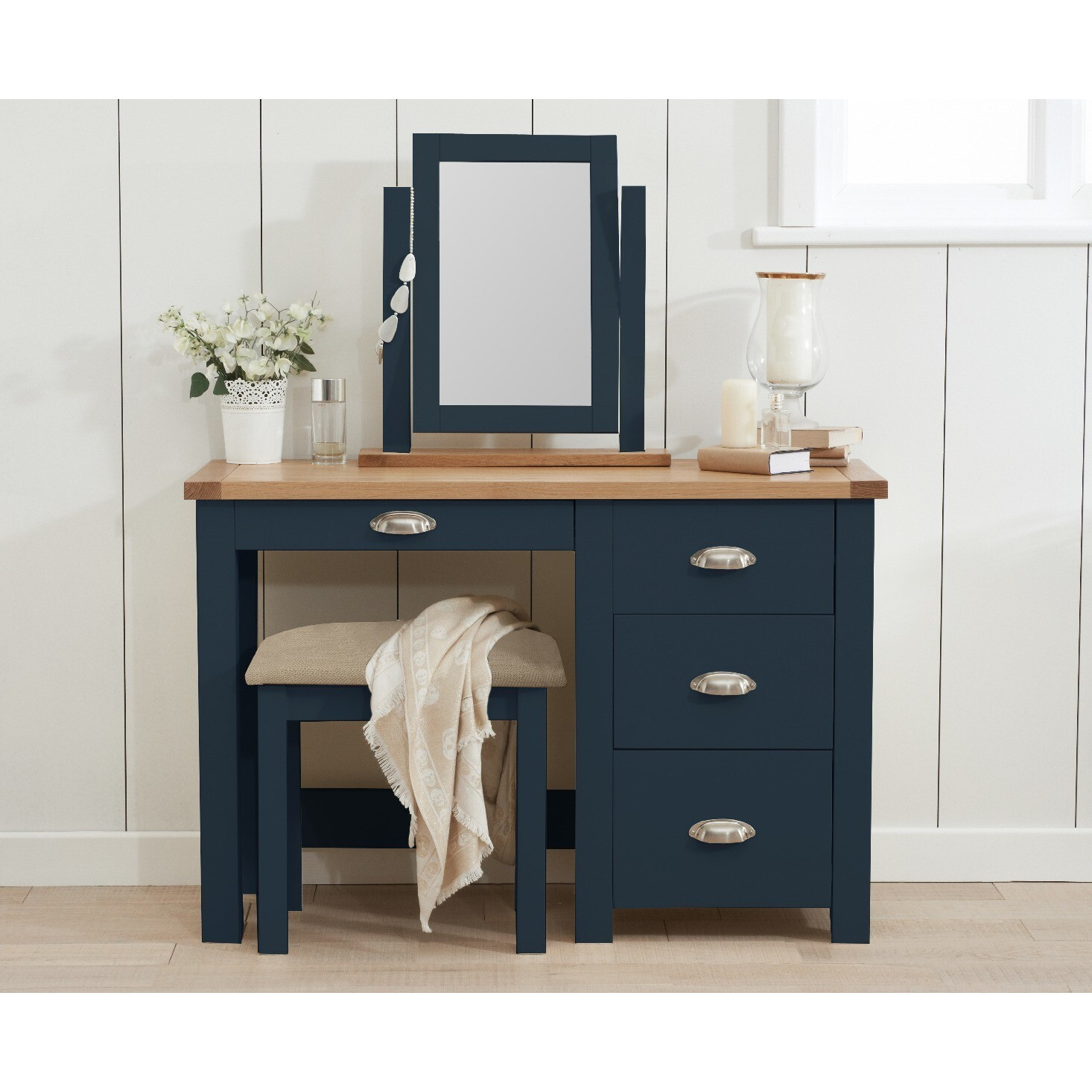 Somerset Oak and Blue Dressing Table Set by Oak Furniture Superstore ...