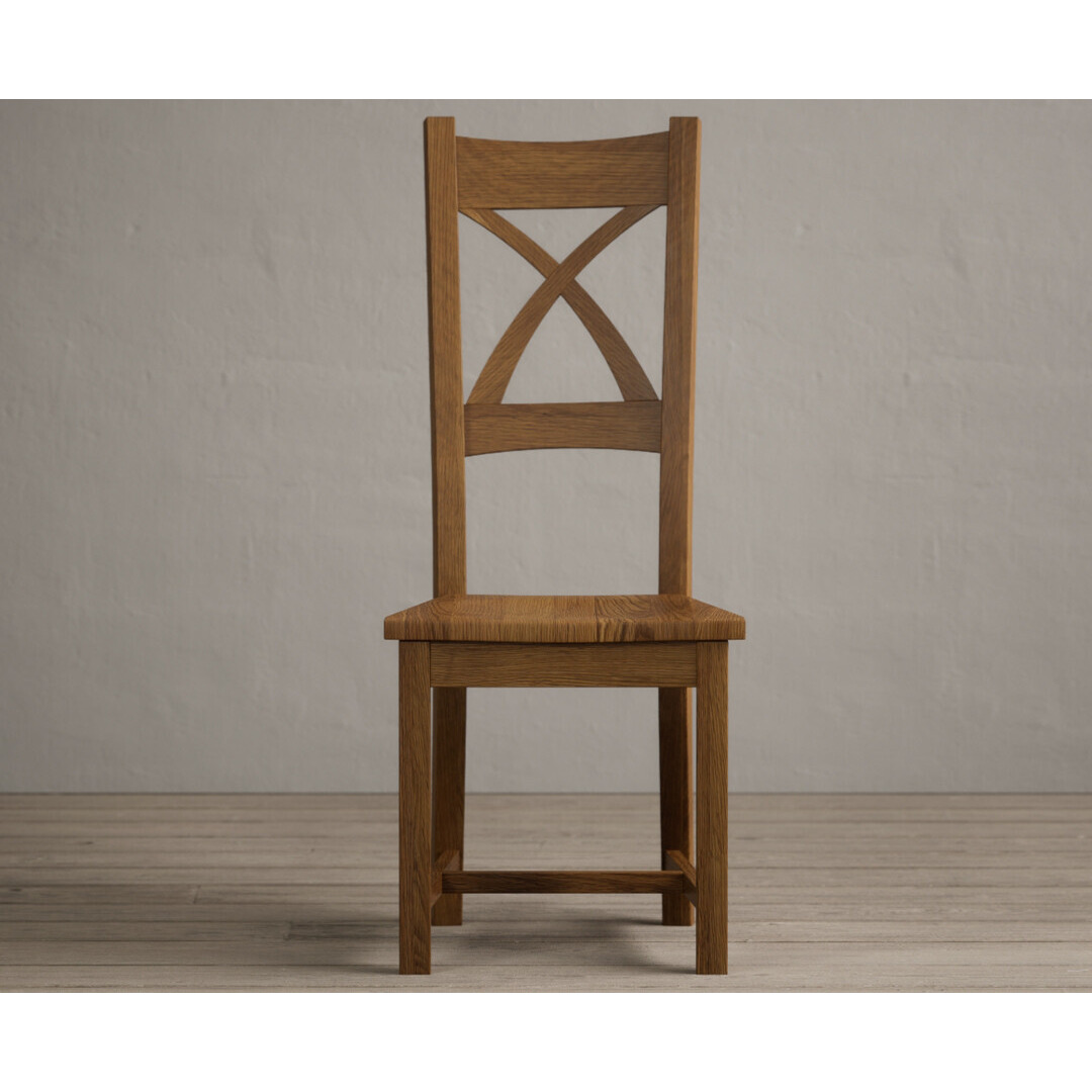 Rustic Solid Oak X Back Dining Chairs with Rustic Oak Seat Pad by Oak ...