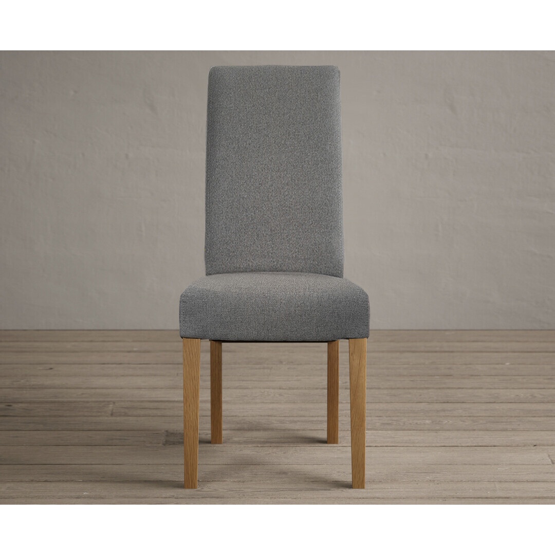 Scroll Back Charcoal Grey Fabric Dining Chairs by Oak Furniture ...