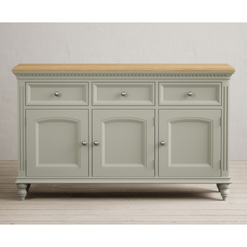 Francis Oak and Soft Green Painted Large Sideboard by Oak Furniture ...