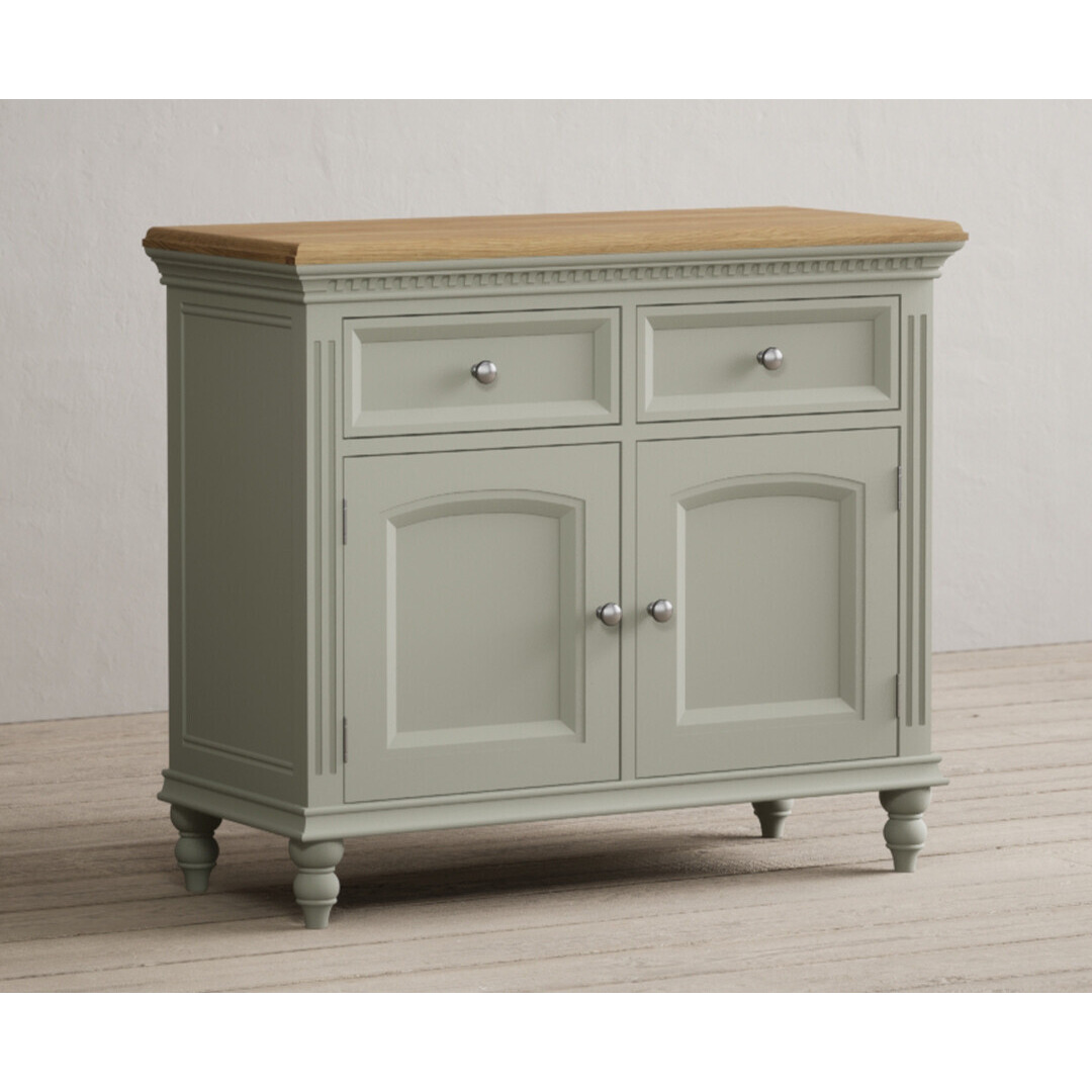 Francis Oak and Soft Green Painted Small Sideboard by Oak Furniture ...