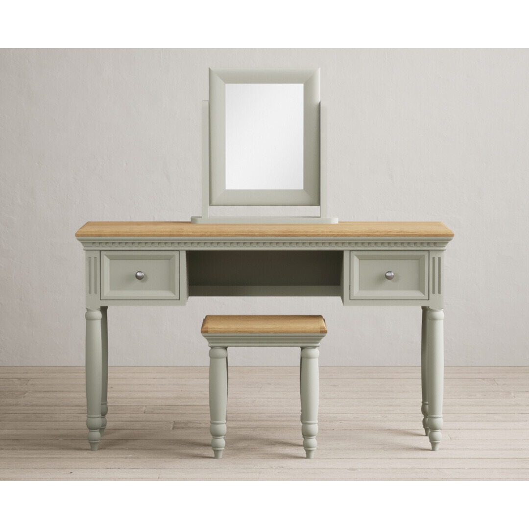 Francis Oak and Soft Green Painted Dressing Table Set by Oak Furniture ...