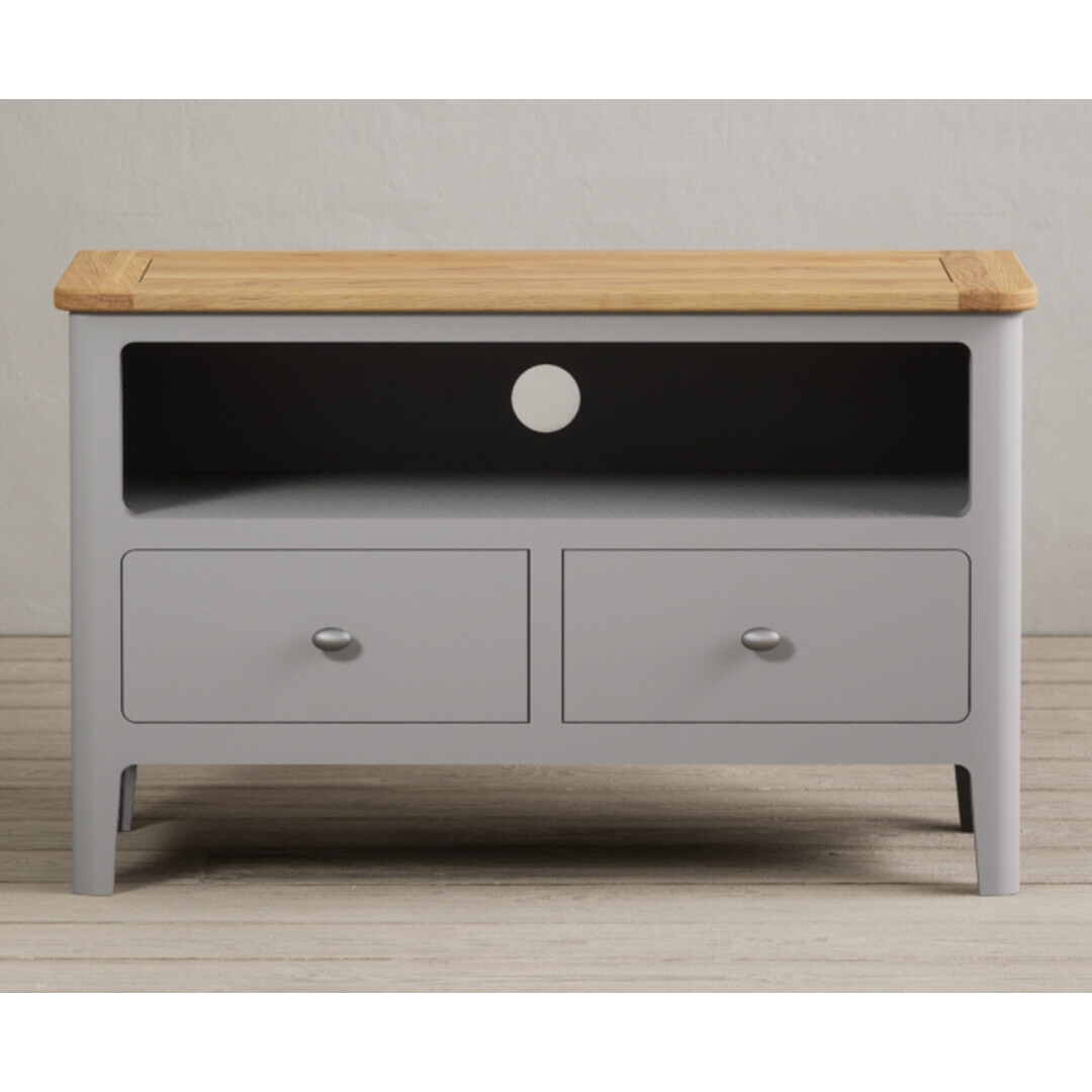 Loxton Oak and Light Grey Painted Small TV Cabinet by Oak Furniture ...