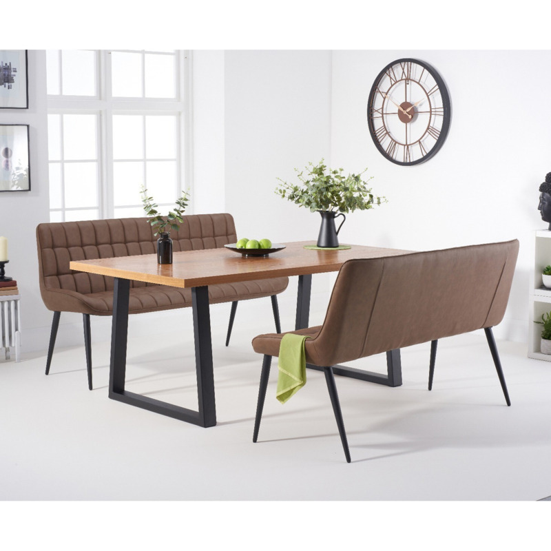 Urban 180cm Industrial Dining Table with Larson Brown Benches by Oak ...