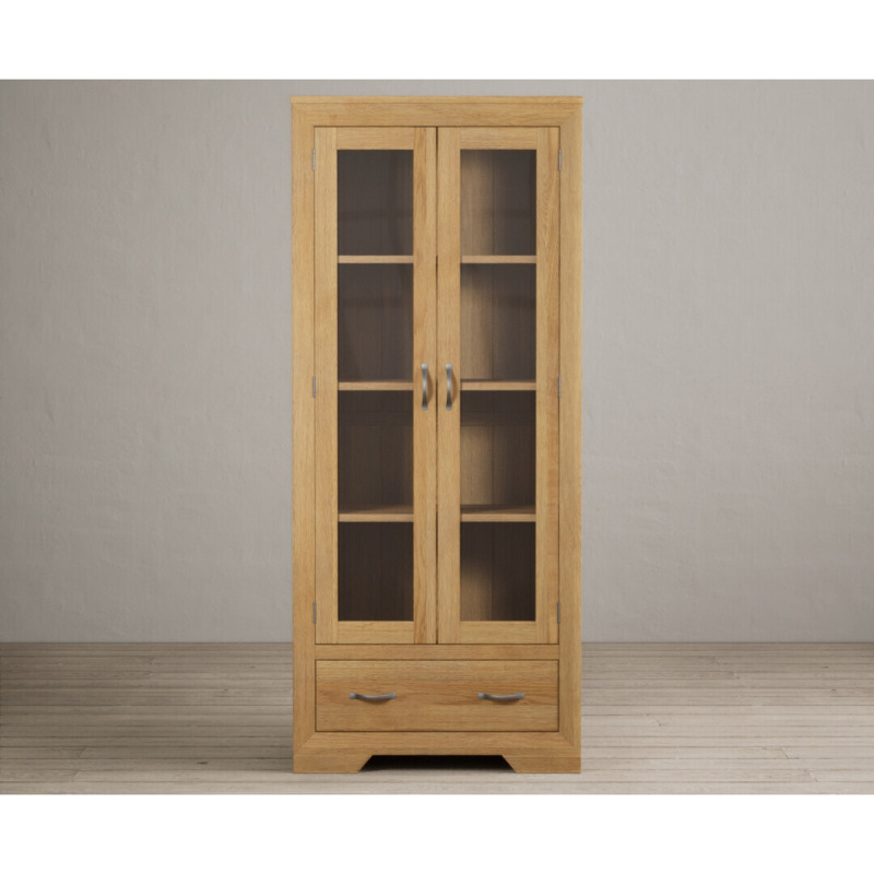 Tilt Solid Oak Glazed Display Cabinet by Oak Furniture Superstore ...