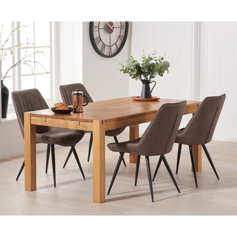 Verona 150cm Oak Table With 4 Brown Brody Antique Chairs by Oak ...