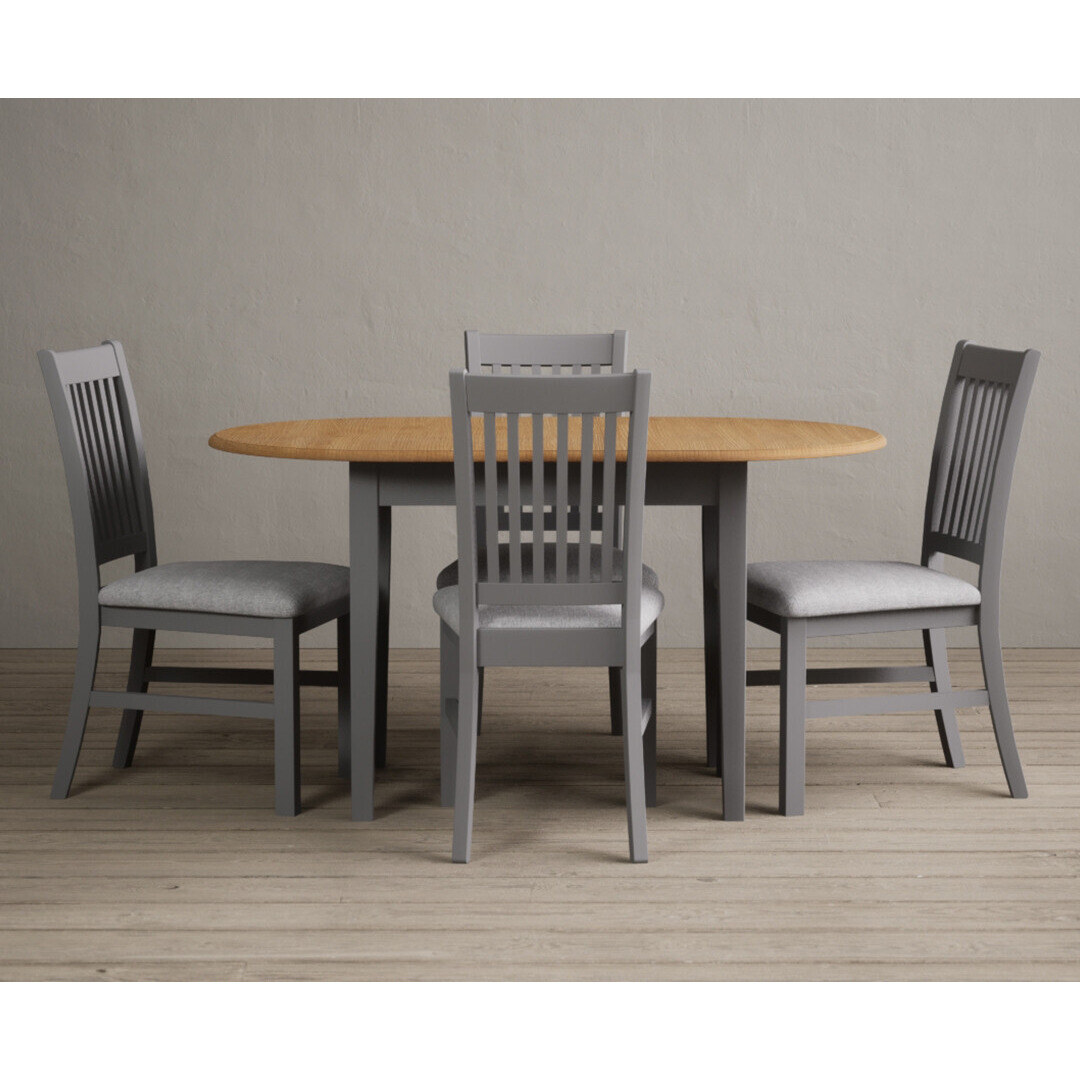 Extending Warwick Oak and Light Grey Painted Dining Table with 4 ...