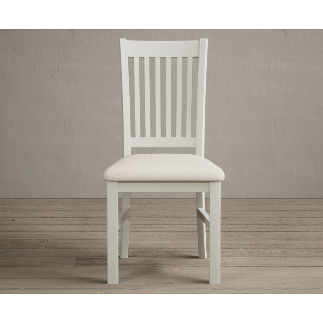 Warwick Signal White Dining Chairs with Linen Seat Pad by Oak Furniture ...