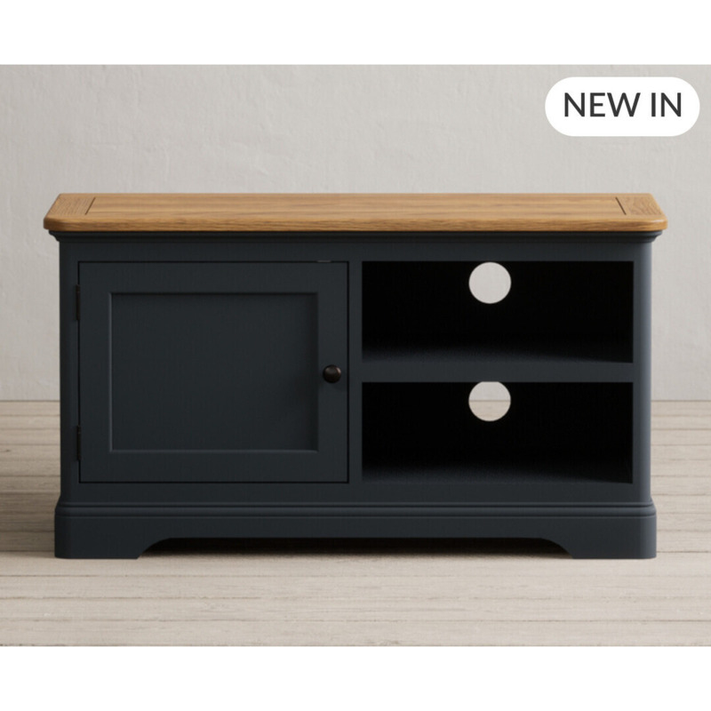 Bridstow Oak and Blue Painted Small TV Cabinet by Oak Furniture ...