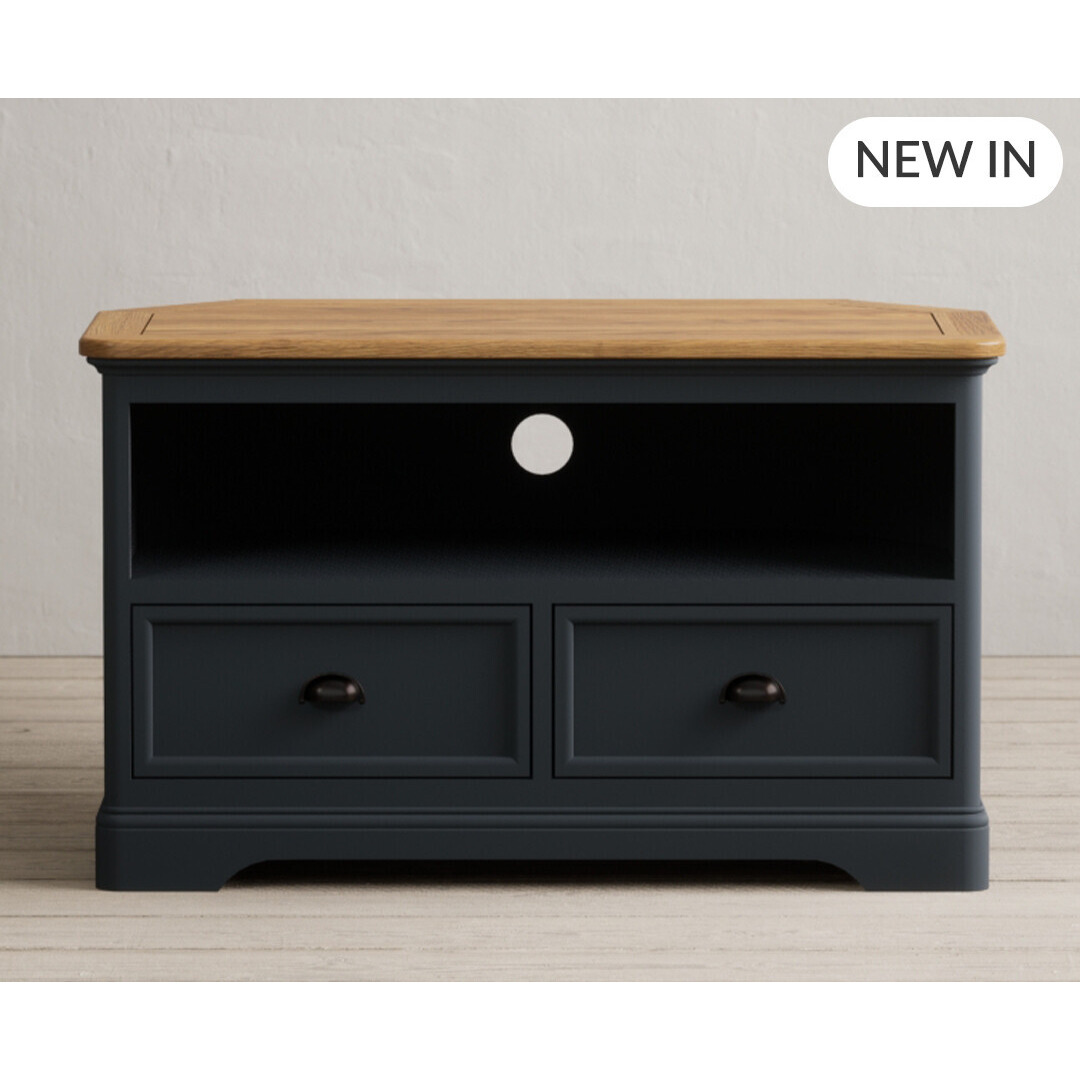 Bridstow Oak and Blue Painted Corner TV Cabinet by Oak Furniture ...