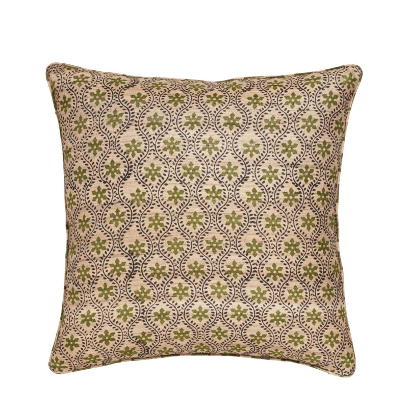 OKA, Cyma Cushion Cover - Green / Natural, Cushion Covers, Silk, Floral ...