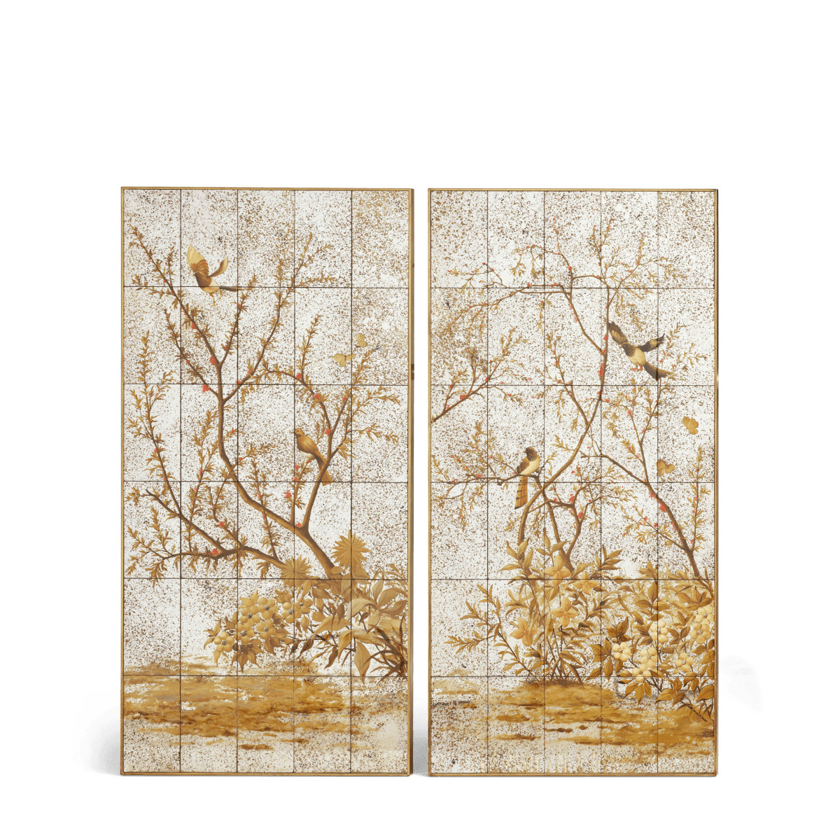 OKA, Phaethon Mirrored Wall Art Panels - Antique Gold, Wall Art, Glass ...