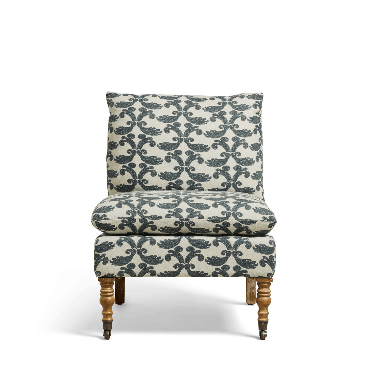 OKA, Apadana Armless Chair - Tarsia Blue, Armchairs, Linen, Plain by ...