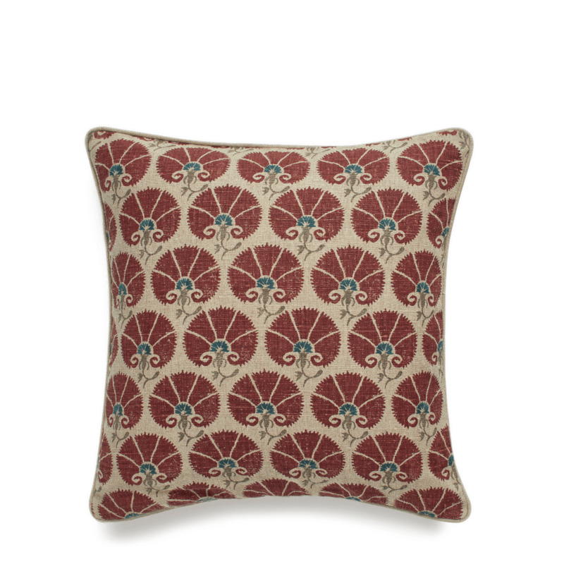OKA, Carlina Cushion Cover - Red Madder, Cushion Covers, Linen, Floral ...