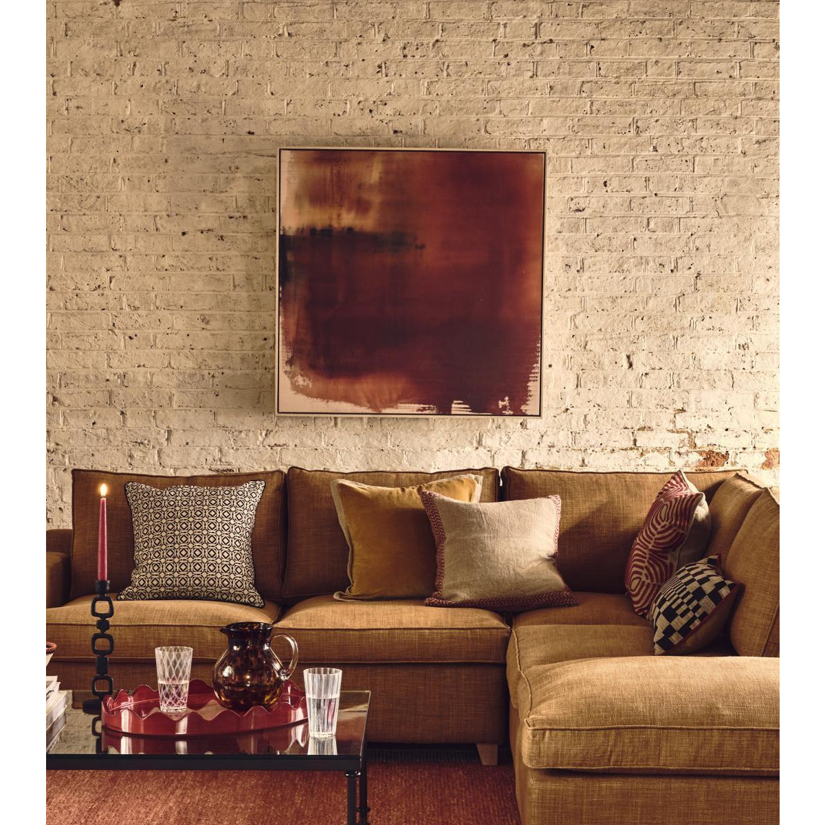 OKA, Edan Framed Wall Art - Rust, Wall Art, Canvas by OKA | ufurnish.com